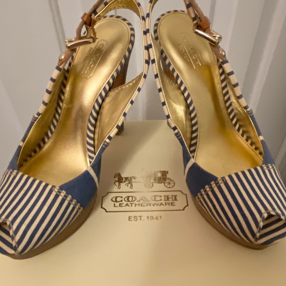 Coach | Shoes | Coach Navy Stripped Shoes | Poshmark